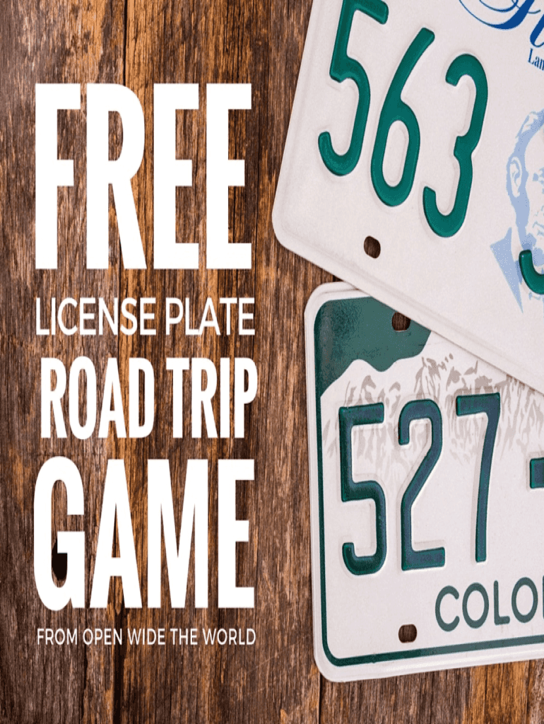 Fillable Online DIY Mini Road Trip License Plate Game (with free ...
