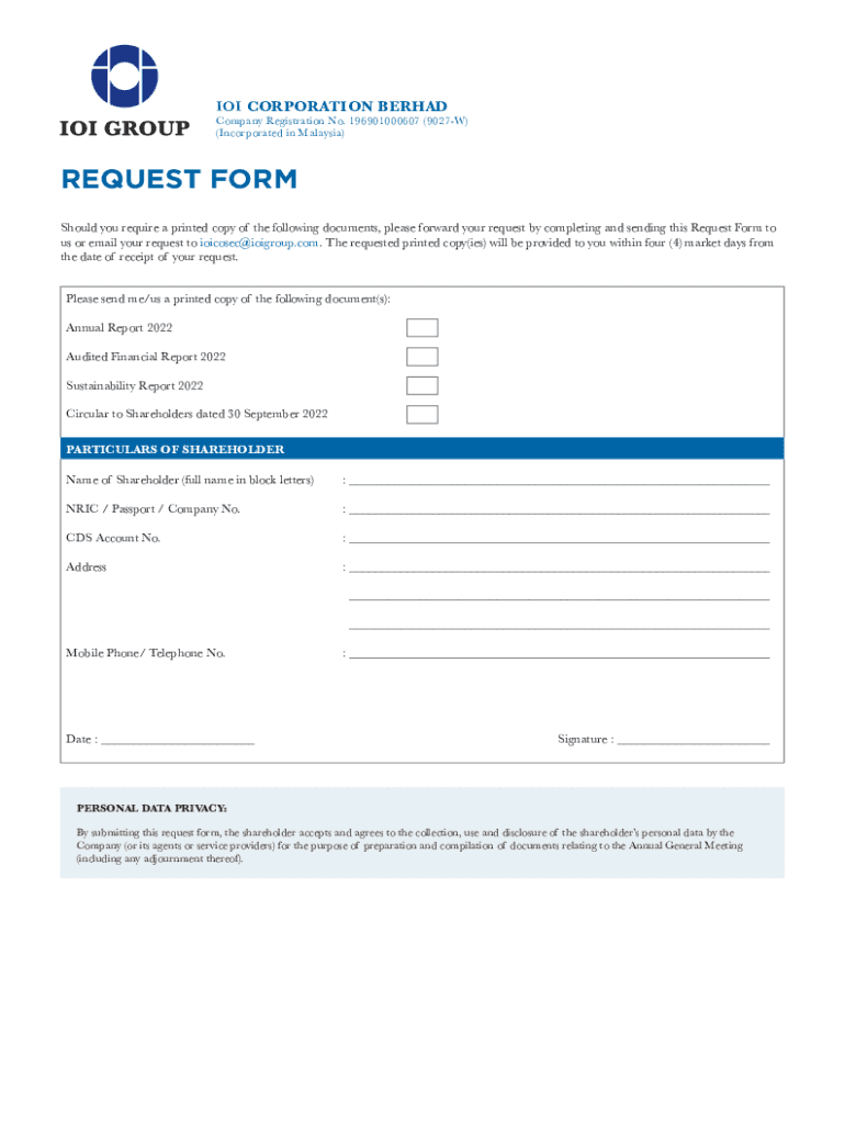 Fillable Online IOI Groups First Progress Update on the Sustainability ...