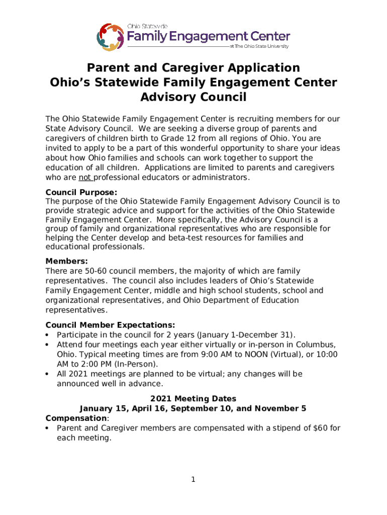 Parent and Caregiver Application Ohio's Statewide Family ... Doc ...