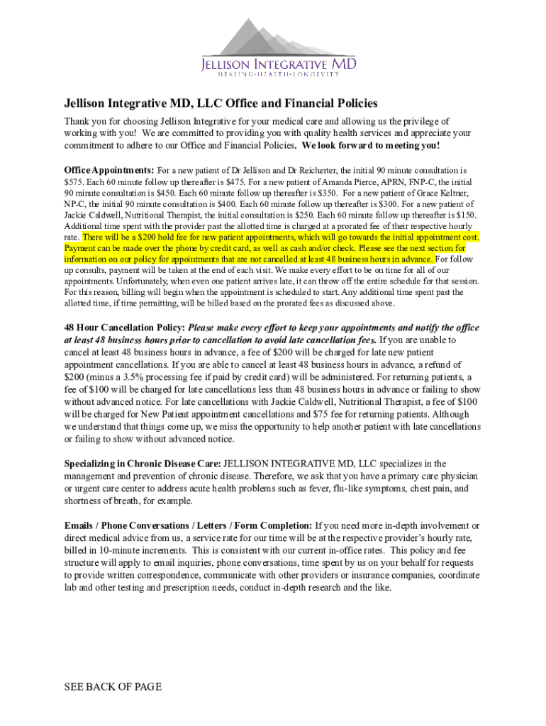 Fillable Online Jellison Functional and Integrative Medicine Overland ...