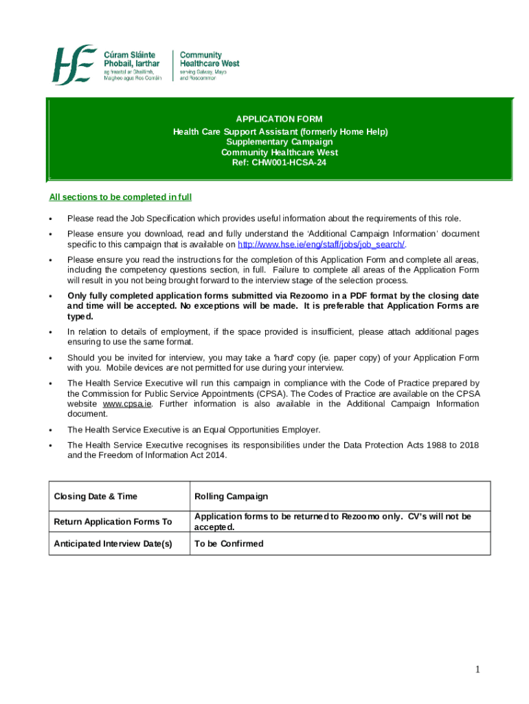 CHW001 Health Care Support Assistant (erly Home ... Doc Template ...