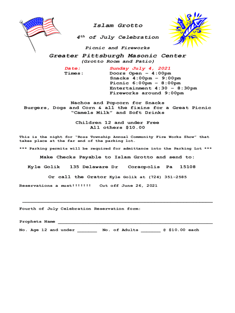 Fillable Online Islam Grotto Greater Pittsburgh Masonic Center Fax Email Print - pdfFiller