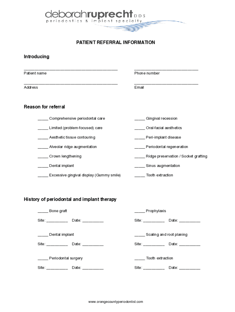 Fillable Online Periodontics Referral Form Mount Sinai Hospital Fax ...