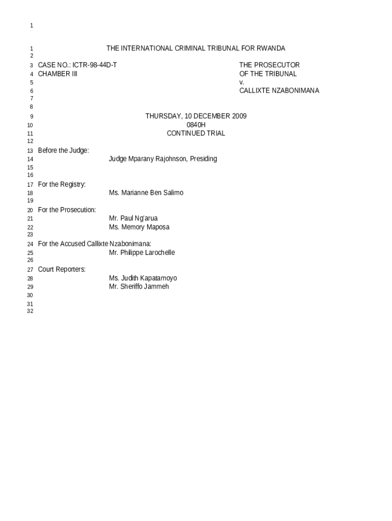 : ICTR-98-44D-TTHE PROSECUTOR Doc Template | pdfFiller