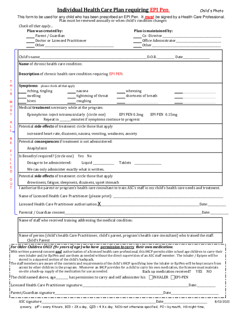 Fillable Online This form to be used for any child who has been ...