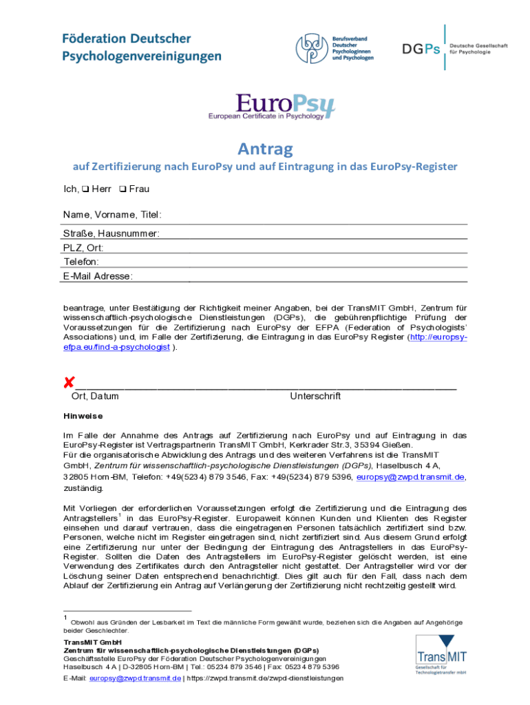 Ausfüllbar Online Vorbereitung der Antragstellung Fax Email Drucken - pdfFiller