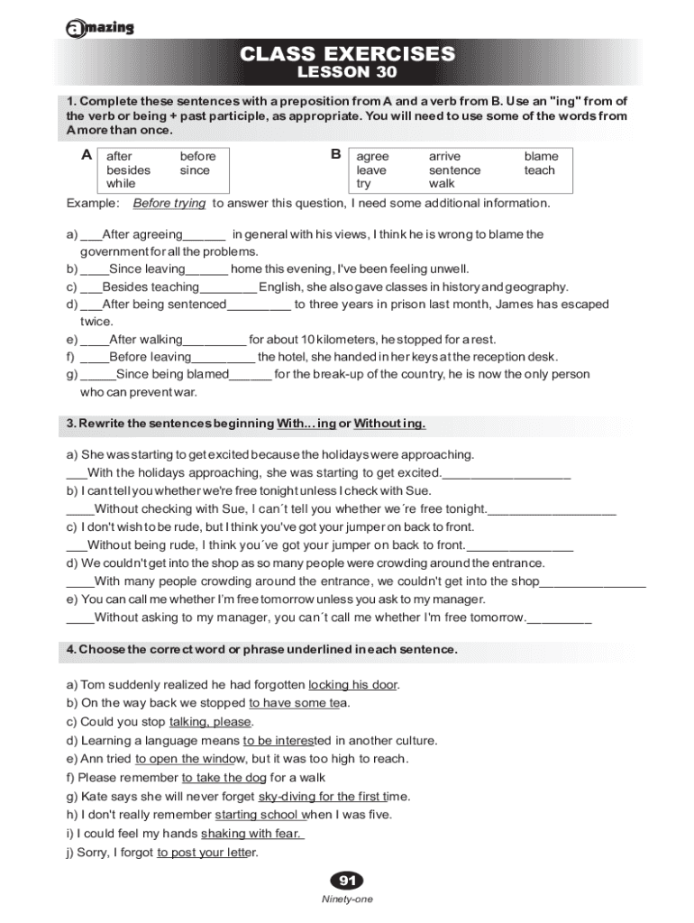 Fillable Online Verb + -ing or to-infinitive: passive forms Fax Email ...