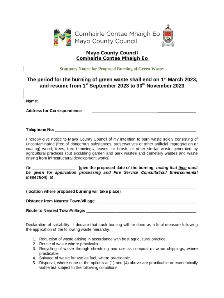 Ending of exemption for agricultural green waste burning Doc Template ...