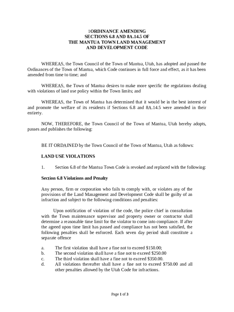 amendment to ordinance 04-08-05 - obeying regulatory signs Doc Template ...