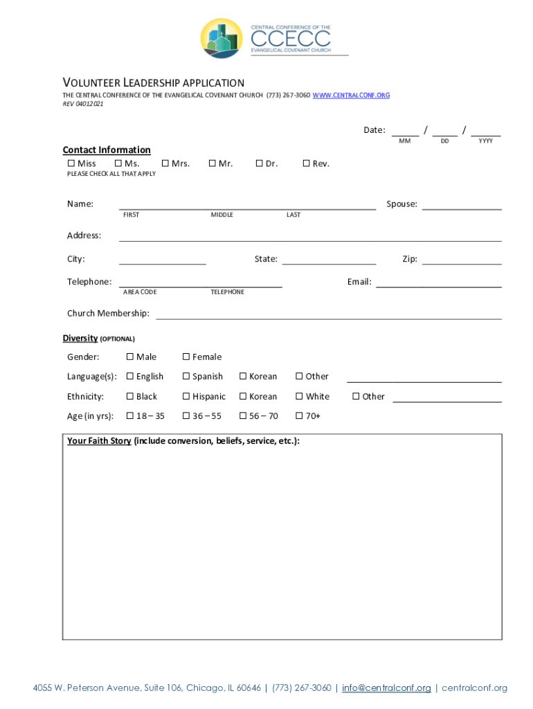 Fillable Online VOLUNTEER LEADERSHIP APPLICATION Fax Email Print ...