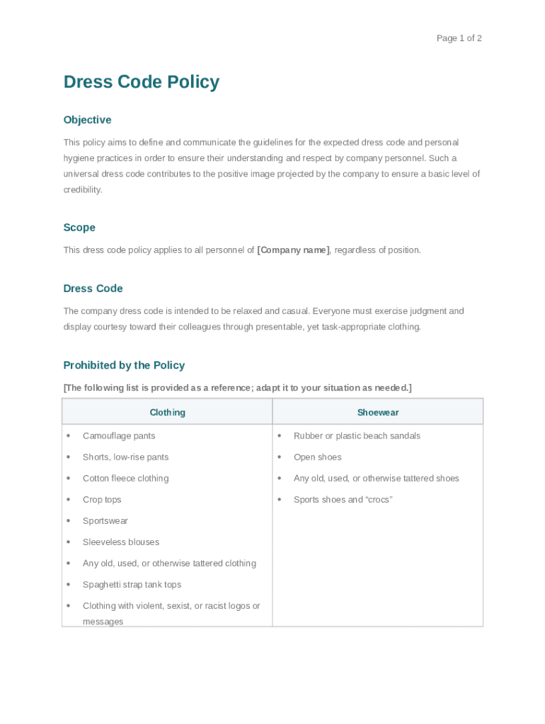 Dress Code / Appearance Standards - WSU College of Nursing Doc Template ...