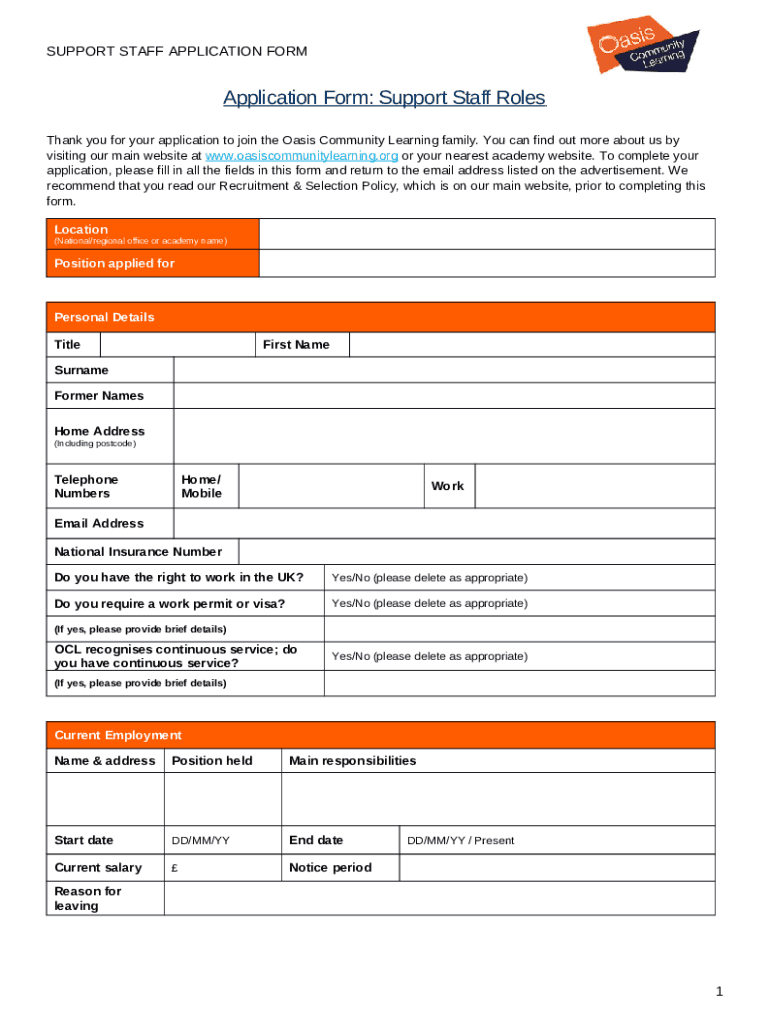Application : Support Staff Roles - cloudfront.net Doc Template | pdfFiller
