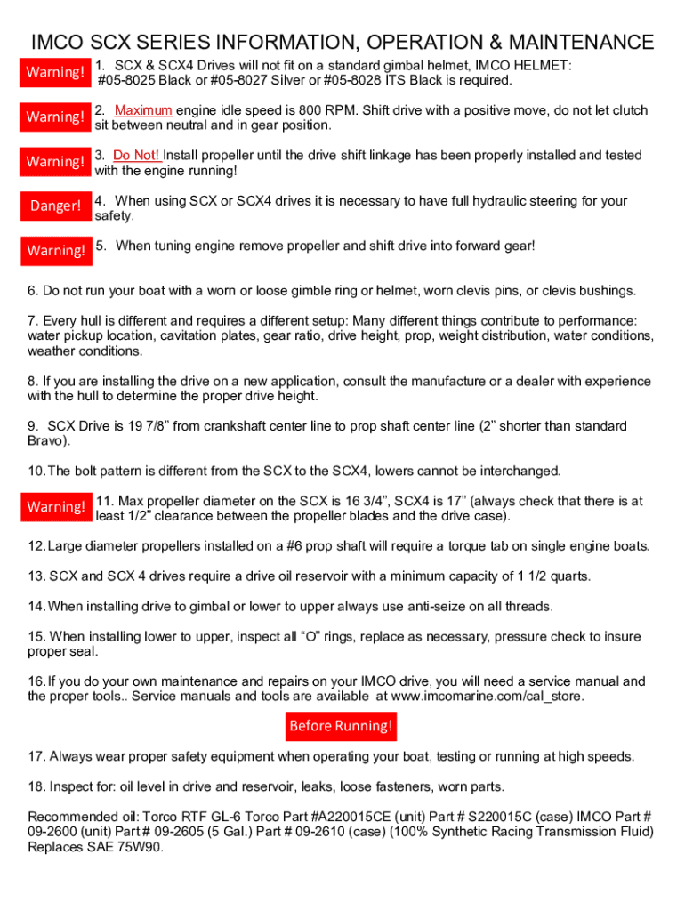 Fillable Online IMCO Xtreme Advantage scX4 Series Service Manual Fax Email Print - pdfFiller