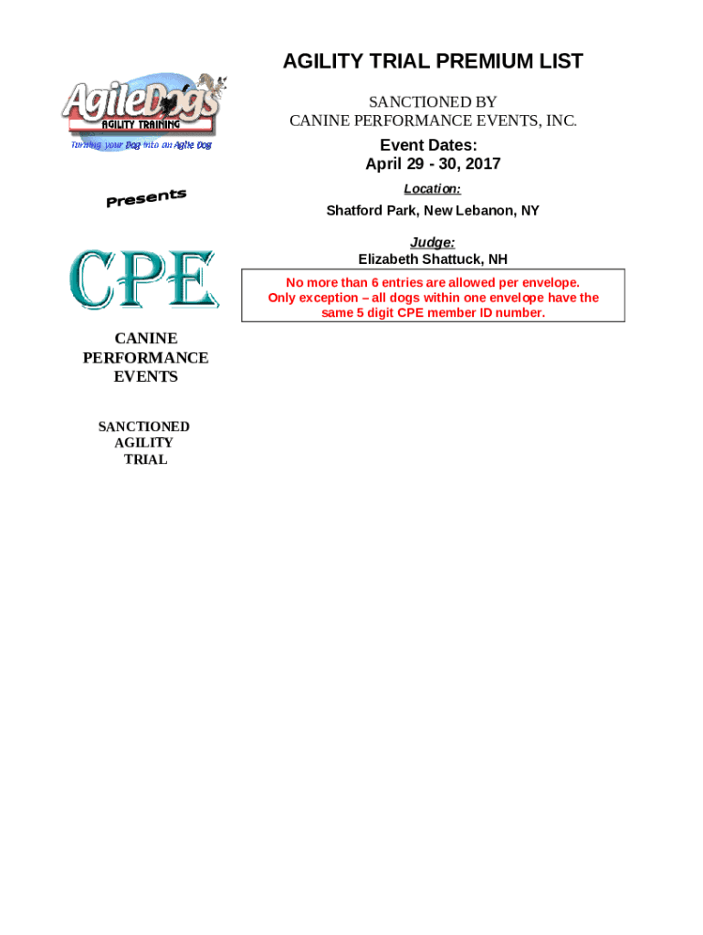 Events - AgileDogs Agility Training - Trisha Stall Doc Template | pdfFiller