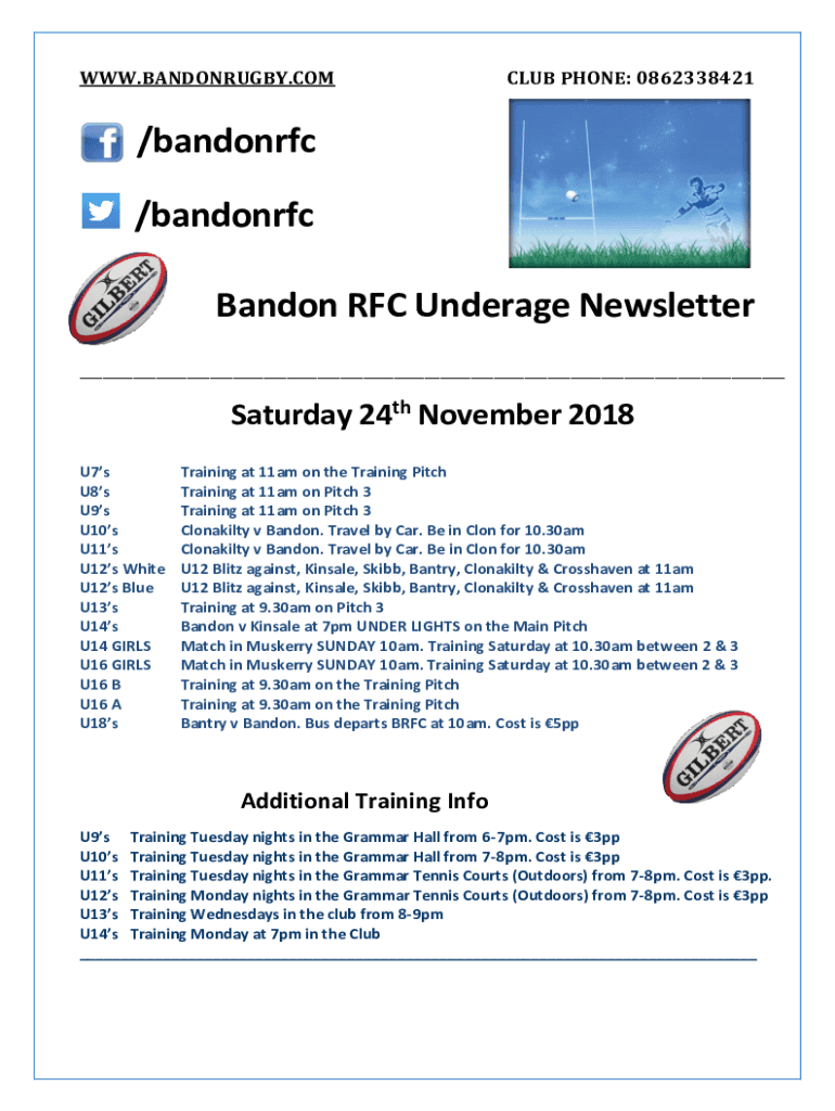 Fillable Online Bandon RFC Underage Newsletter Fax Email Print - pdfFiller
