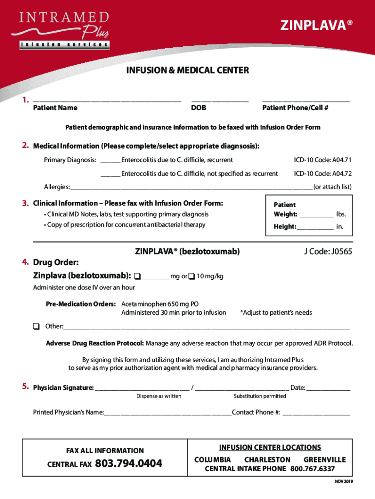 Fillable Online The Merck Access Program Forms for ZINPLAVA ... Fax ...