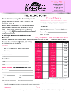 Fillable Online Kenchii Professional Recycling Form Fax Email Print ...