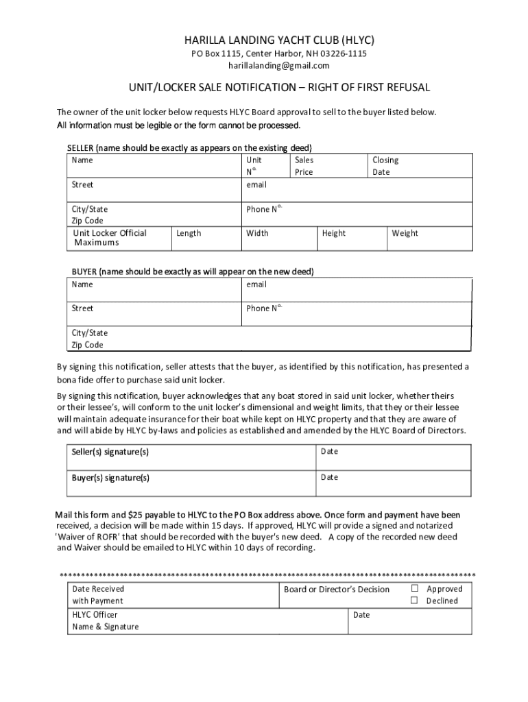 Fillable Online Harilla Landing Yacht Club - Leasing Fax Email Print - pdfFiller