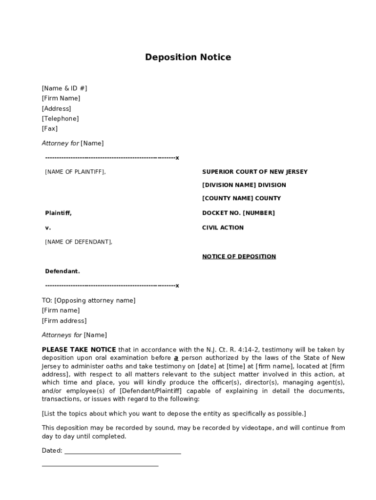 Rule 4:14 - Depositions Upon Oral Examination, N.J. Ct. R. ... Doc ...