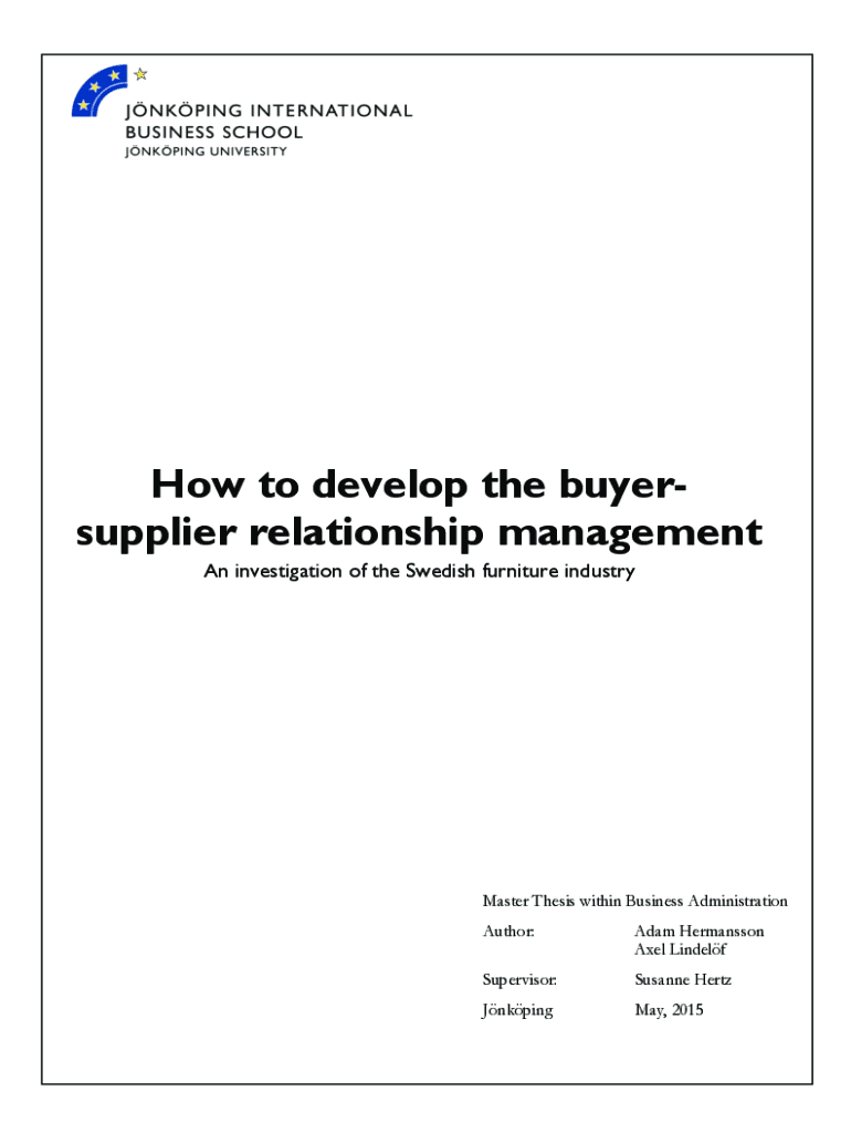 Fillable Online How to develop the buyer-supplier relationship ...