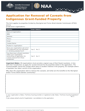 Application for Removal of Caveats from Indigenous Grant-funded ...