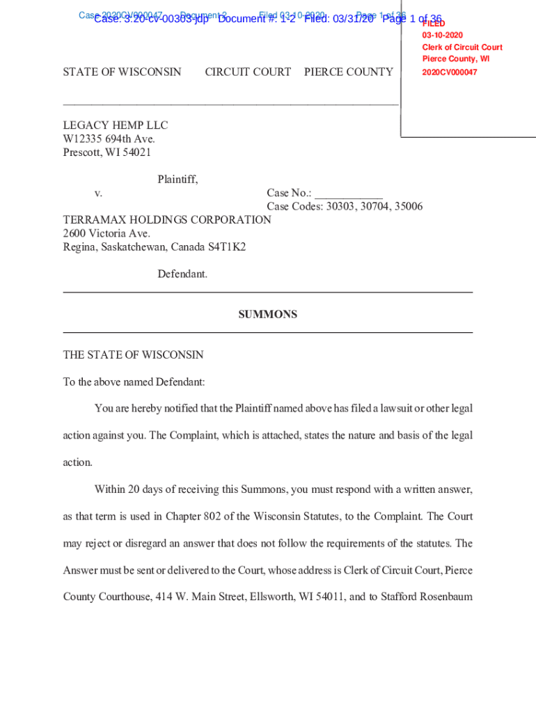 Fillable Online 3MN0875-Summons and Complaint.PDF Fax Email Print - pdfFiller