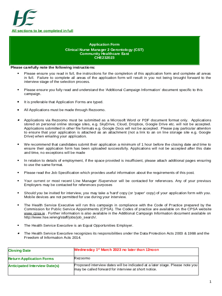 Clinical Nurse Manager 2 Gerontology (CST) Doc Template | pdfFiller