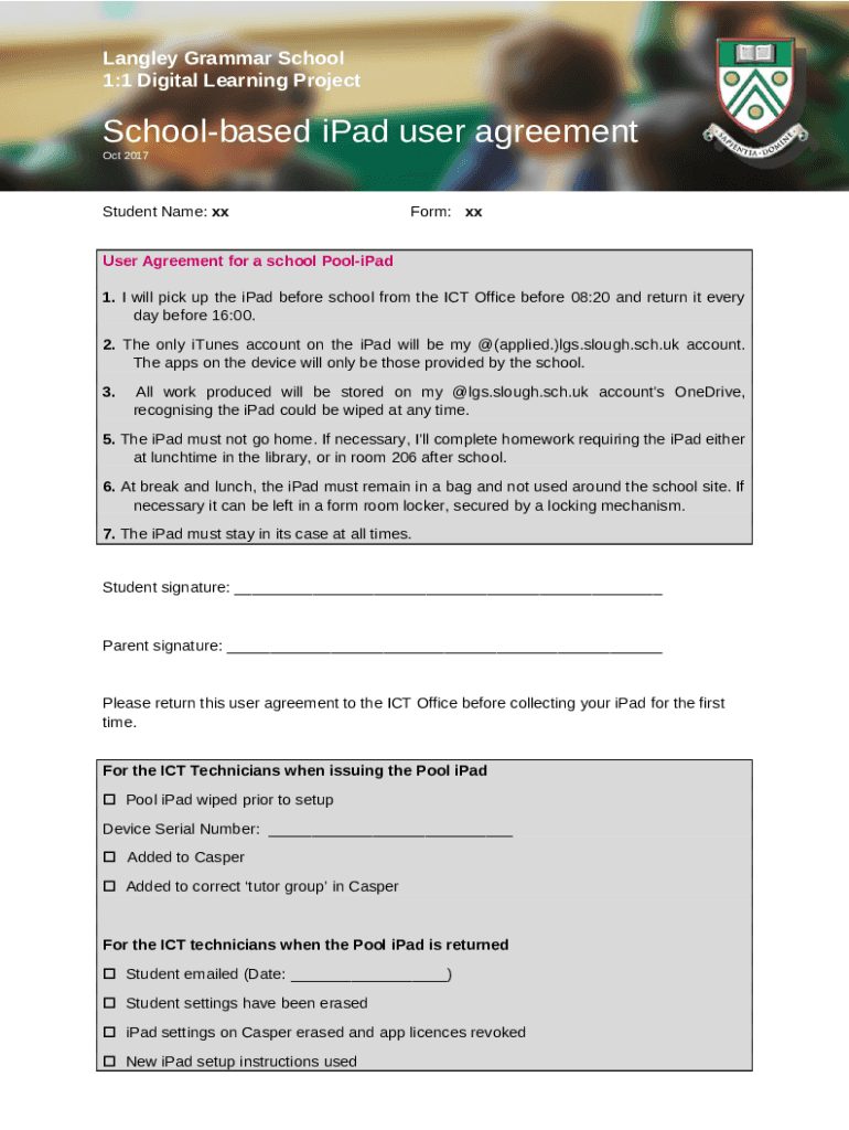 Holy Name School iPad User Agreement - cloudfront.net Doc Template ...