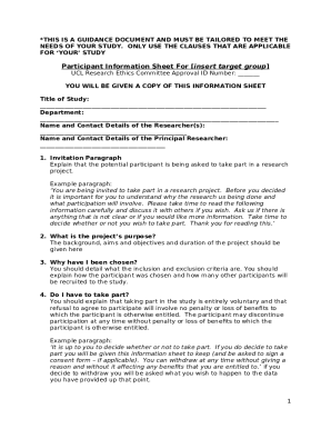 Template participant ination sheet - Research Services Doc Template ...