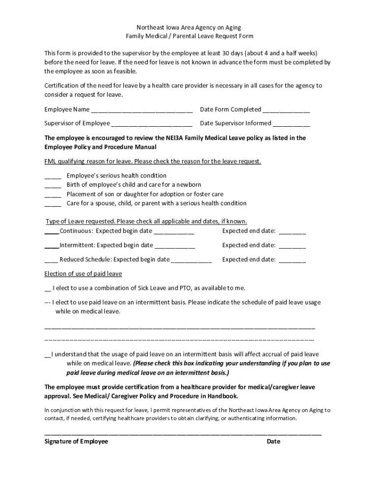 Fillable Online Medical Leave Request Form 2024 - ... Fax Email Print - pdfFiller