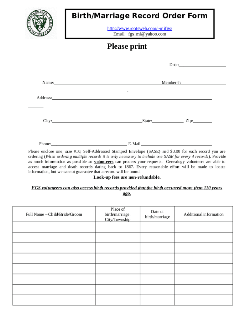 You must send a self-addressed, stamped envelope for ... Doc Template ...