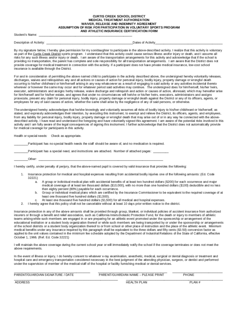 Medical Authorization Waiver Doc Template | pdfFiller
