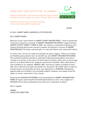 SAMPLE LEGACY SOCIETY INVITE LETTER - ALL AUDIENCES Doc Template ...