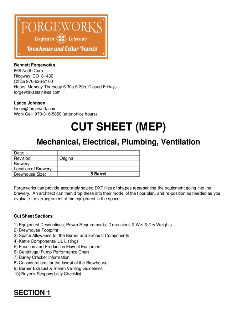 Fillable Online CUT SHEET (MEP) Fax Email Print - pdfFiller