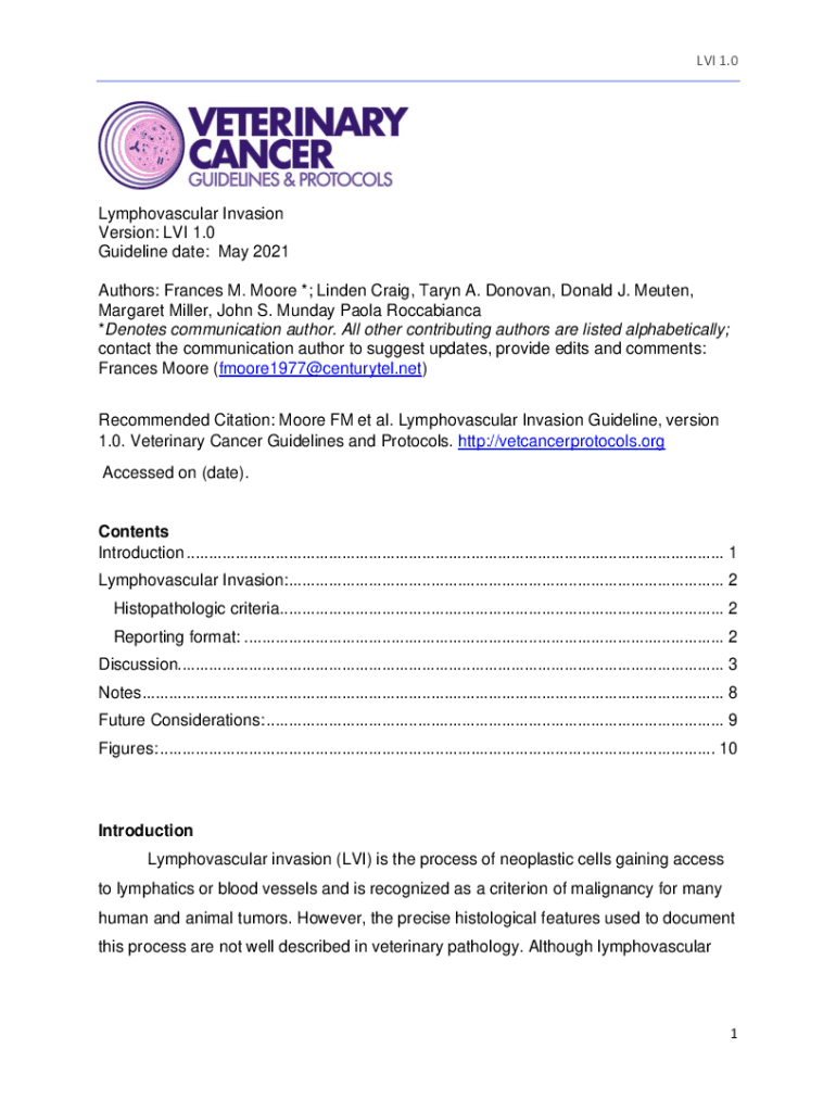 Fillable Online Lymphovascular Invasion (LVI) Quick Reference Guide Fax ...