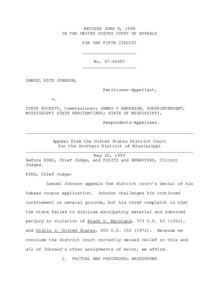 Fillable Online SAMUEL RICE JOHNSON, Fax Email Print - pdfFiller