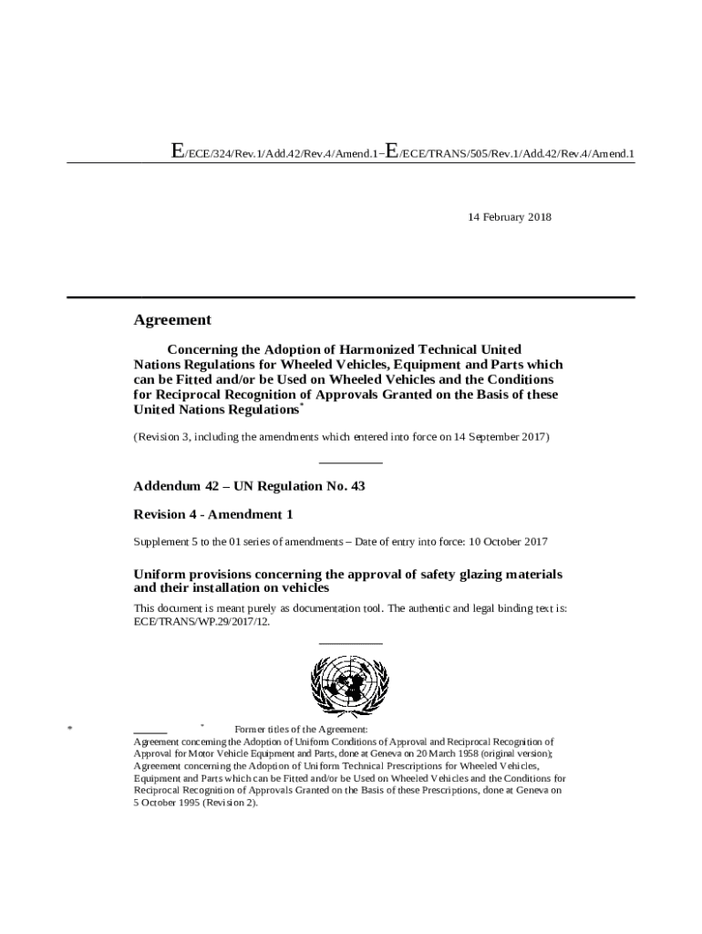 Addendum 42UN Regulation No. 43 Doc Template | pdfFiller
