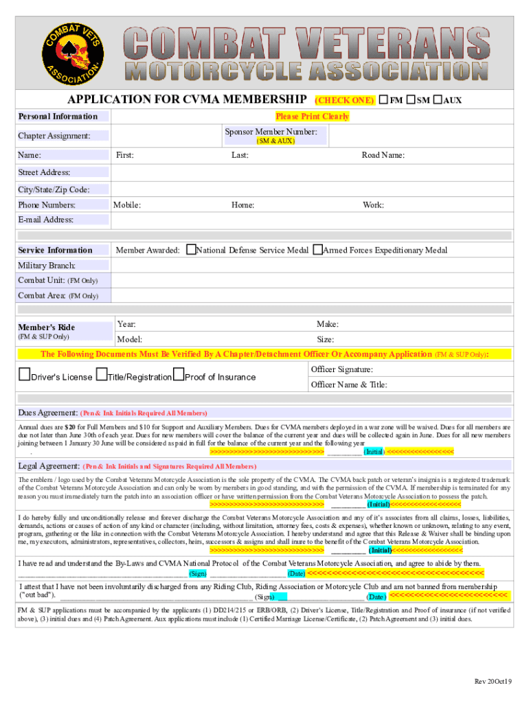 Fillable Online Membership Criteria - Combat Veterans Motorcycle ...