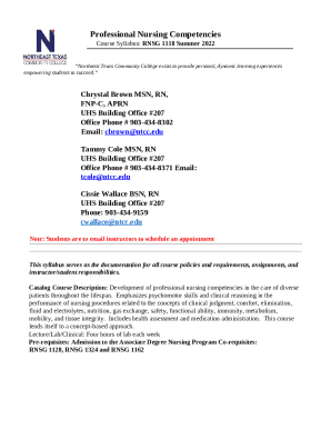 Professional Nursing Competencies Doc Template | pdfFiller