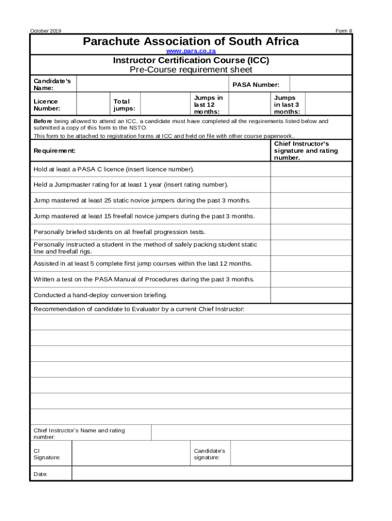 Instructor Pre-coure Requirements. 8 Doc Template | pdfFiller