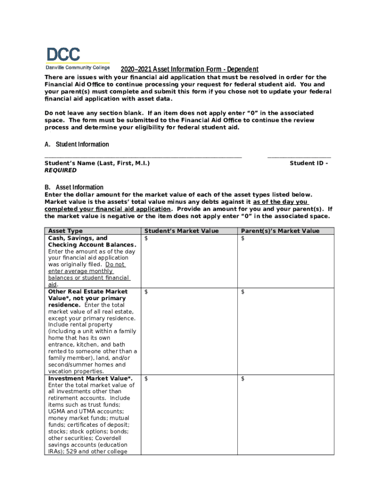 Dependent Asset Ination ... Doc Template | pdfFiller