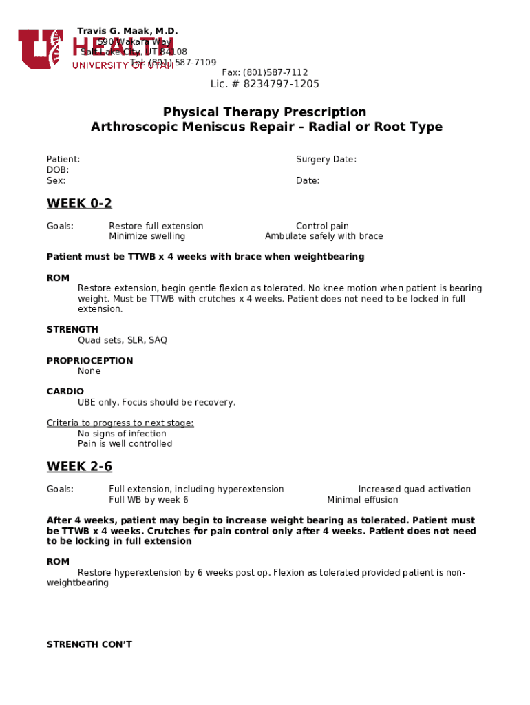 Physical Therapy Prescription Arthroscopic Meniscus Repair - healthcare ...