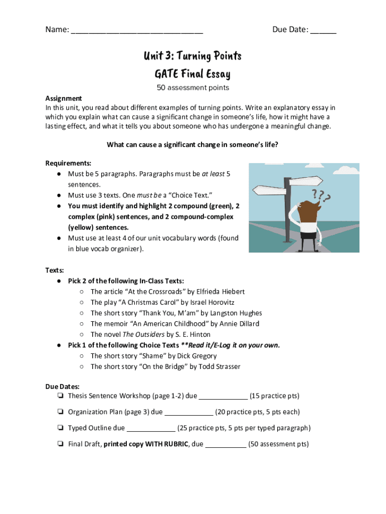 Fillable Online Unit 3: Turning Points Fax Email Print - pdfFiller