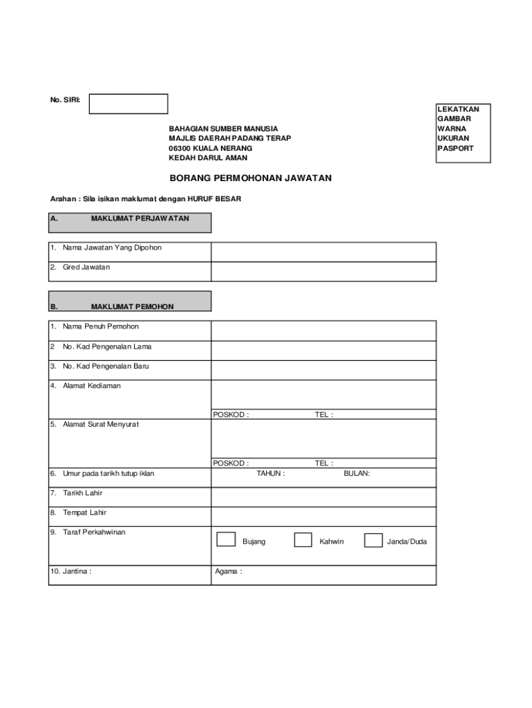 Fillable Online Nama Jawatan Yang Dipohon Fax Email Print - pdfFiller