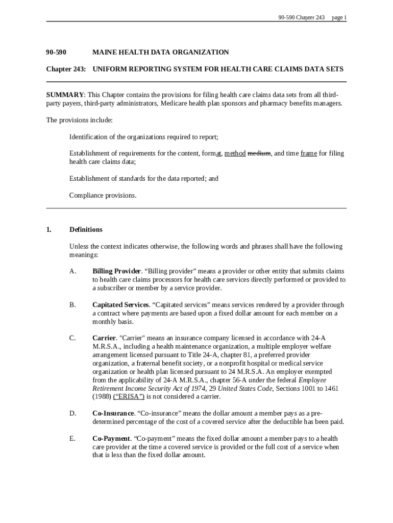 Uni reporting system for health care claims data sets Doc Template | pdfFiller