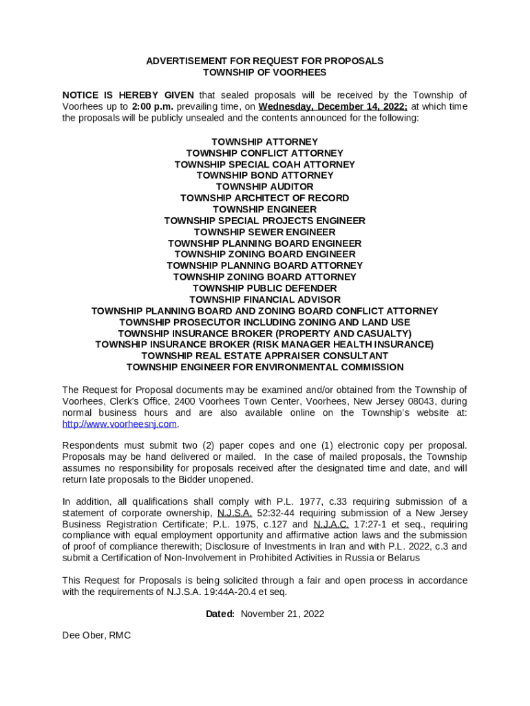 ADVERTISEMENT-FOR-REQUEST-FOR-PROPOSALS. ... Doc Template | pdfFiller