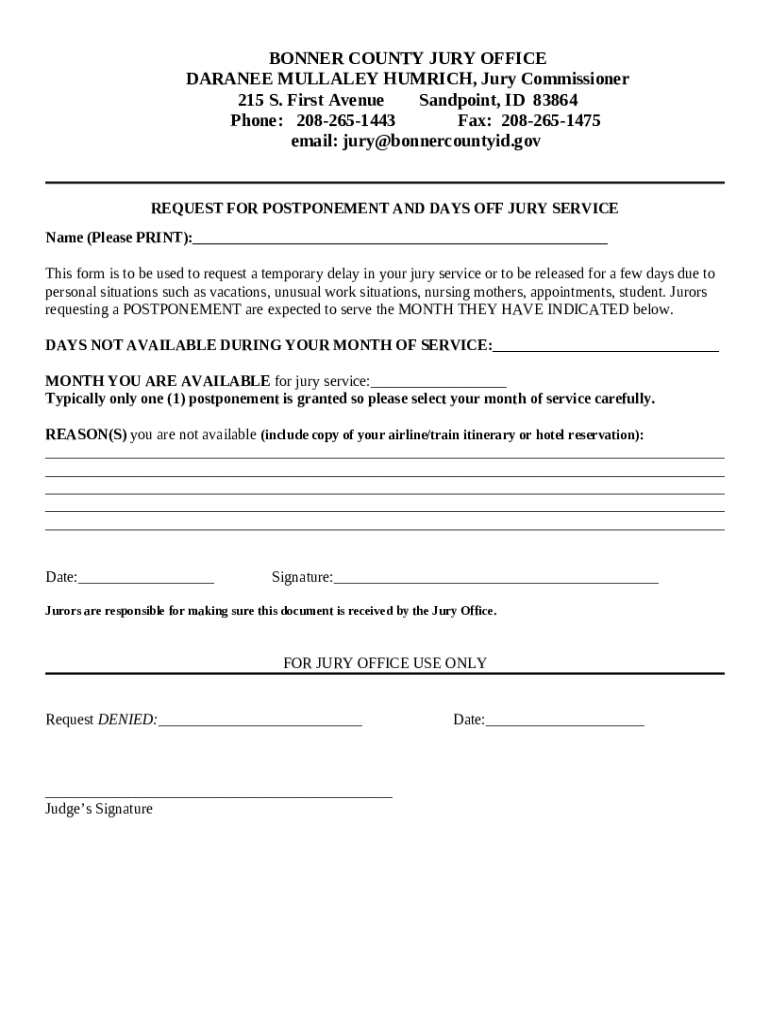 Request For Postponement And Days Off Jury Service Doc Template PdfFiller request-for-postponement-and-days-off-jury-service-doc-template-pdffiller