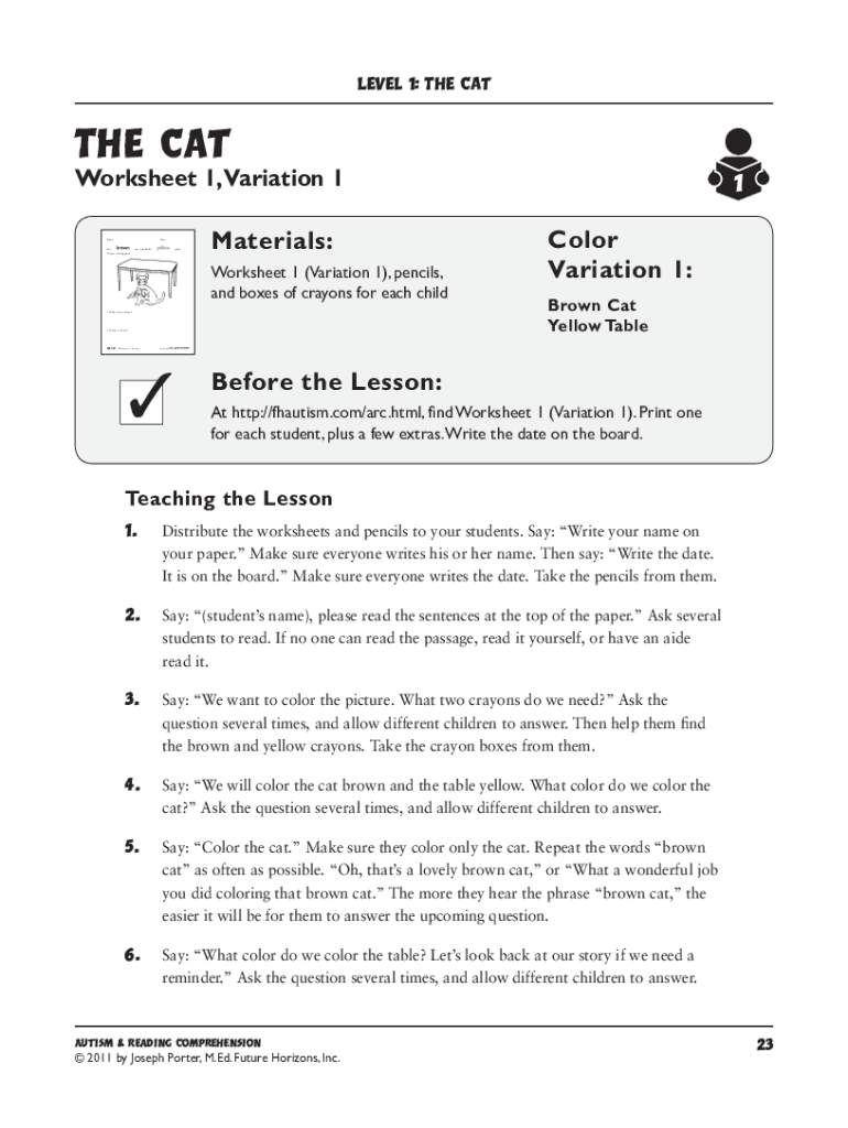 Fillable Online The Cat Worksheet 1, Blank - Future Horizons Fax Email ...