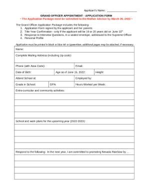 GRAND OFFICER APPOINTMENT - APPLICATION Doc Template | pdfFiller