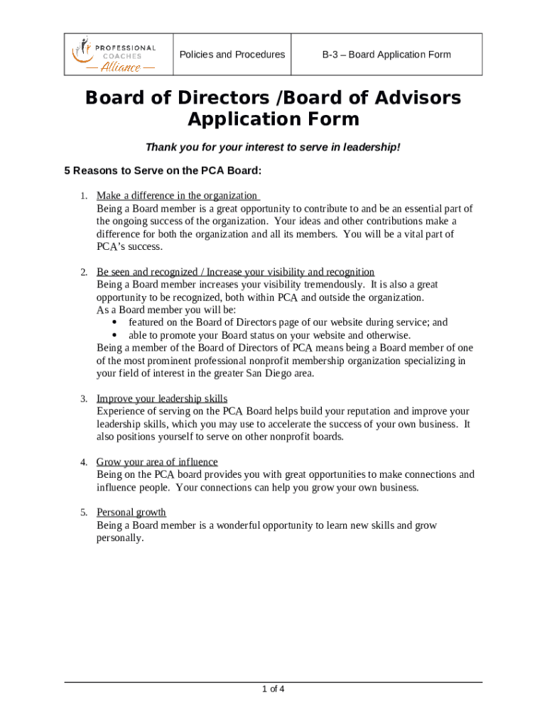 Board of Directors Job Description and Commitment ... Doc Template ...